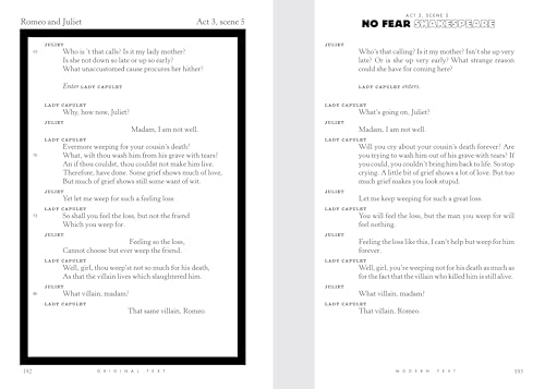 Romeo and Juliet: No Fear Shakespeare Side-by-Side Plain English