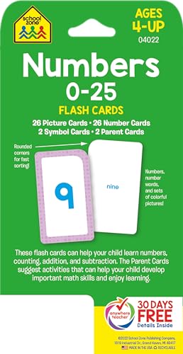 School Zone Numbers Flash Cards: Toddler, Preschool, Kindergarten, Learn Math, Addition, Subtraction, Numerical Order, Counting, Problem Solving, and More