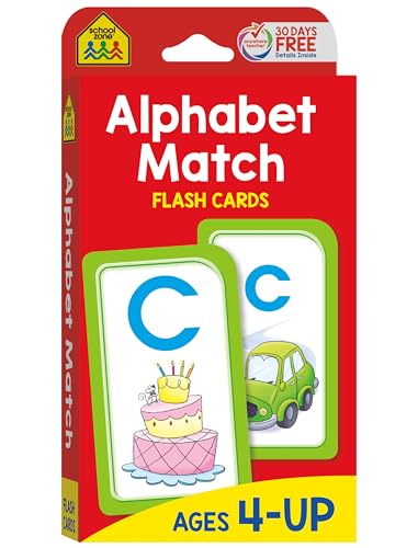 School Zone - Alphabet Match Flash Cards - Ages 4 and Up, Preschool to Kindergarten, ABC's, Letters, Matching, Beginning Sounds, Letter-Picture Recognition, and More