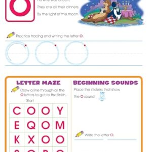 School Zone - Alphabet Stickers Workbook - 64 Pages, Ages 3 to 6, Preschool to Kindergarten, 267 Stickers, ABCs, Printing Letters, Phonics, and More (School Zone Stuck on Learning® Book Series)