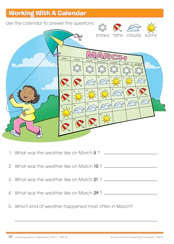 School Zone - Word Problems Workbook - 64 Pages, Ages 6 to 8, 1st Grade, 2nd Grade, Math, Picture Stories, Graphs, Calendars and Clocks, and More (School Zone I Know It!® Workbook Series)