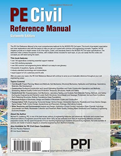 PPI PE Civil Reference Manual, 16th Edition, A Comprehensive Civil Engineering Review Book