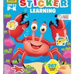 School Zone - Alphabet Stickers Workbook - 64 Pages, Ages 3 to 6, Preschool to Kindergarten, 267 Stickers, ABCs, Printing Letters, Phonics, and More (School Zone Stuck on Learning® Book Series)