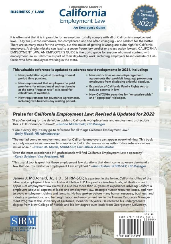 California Employment Law: An Employer's Guide: Revised and Updated for 2022