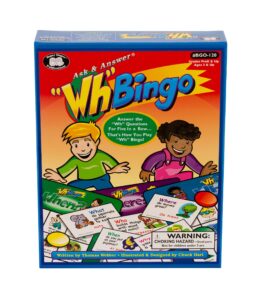 super duper publications | ask & answer® wh bingo board game | comprehension, verbal, and communication skills | who, what, where, when, and why questions | educational resource for children