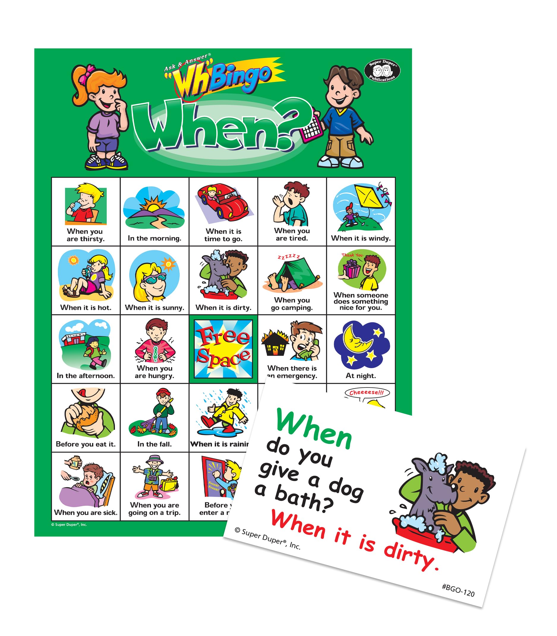 Super Duper Publications | Ask & Answer® Wh Bingo Board Game | Comprehension, Verbal, and Communication Skills | Who, What, Where, When, and Why Questions | Educational Resource for Children