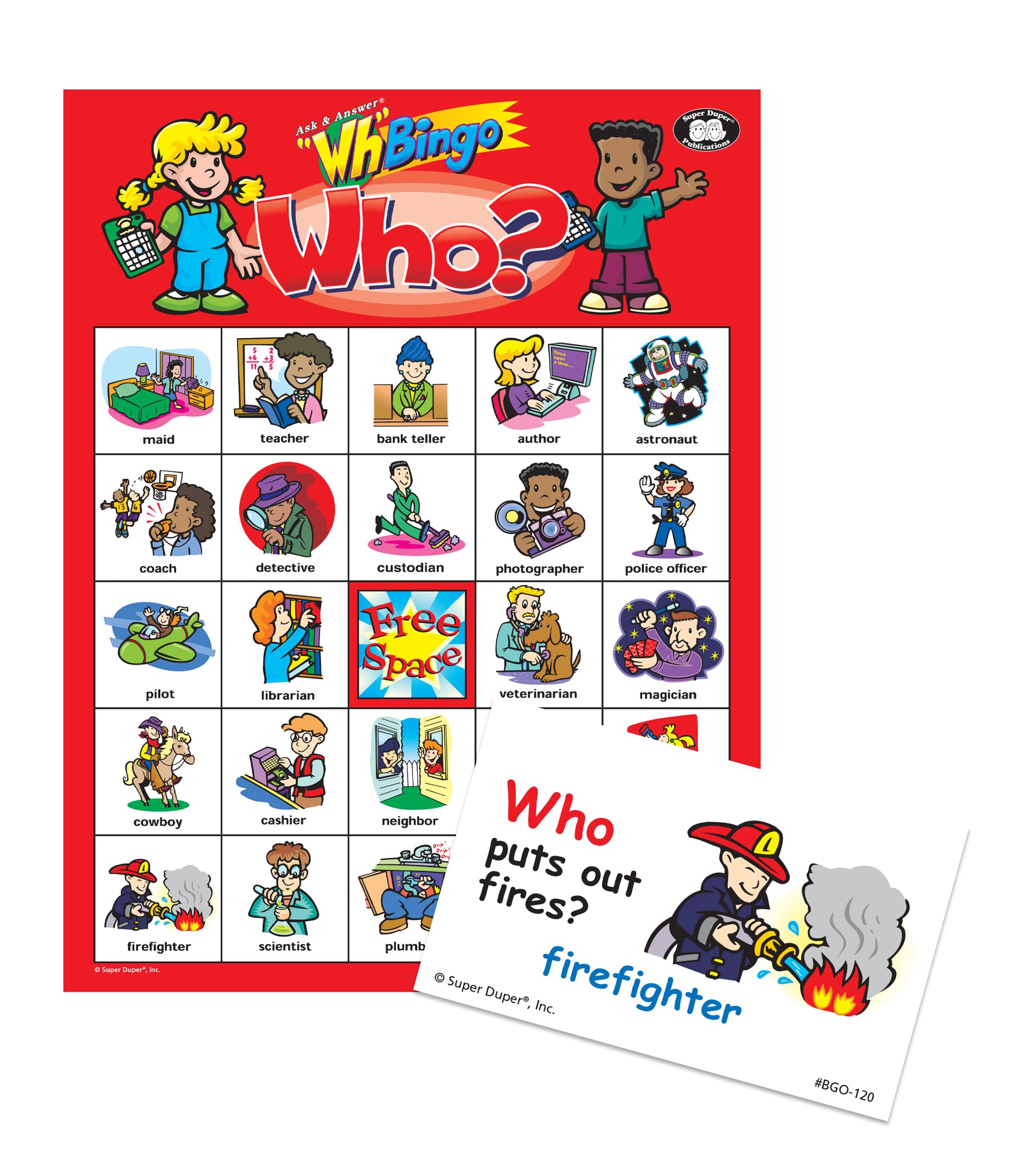 Super Duper Publications | Ask & Answer® Wh Bingo Board Game | Comprehension, Verbal, and Communication Skills | Who, What, Where, When, and Why Questions | Educational Resource for Children