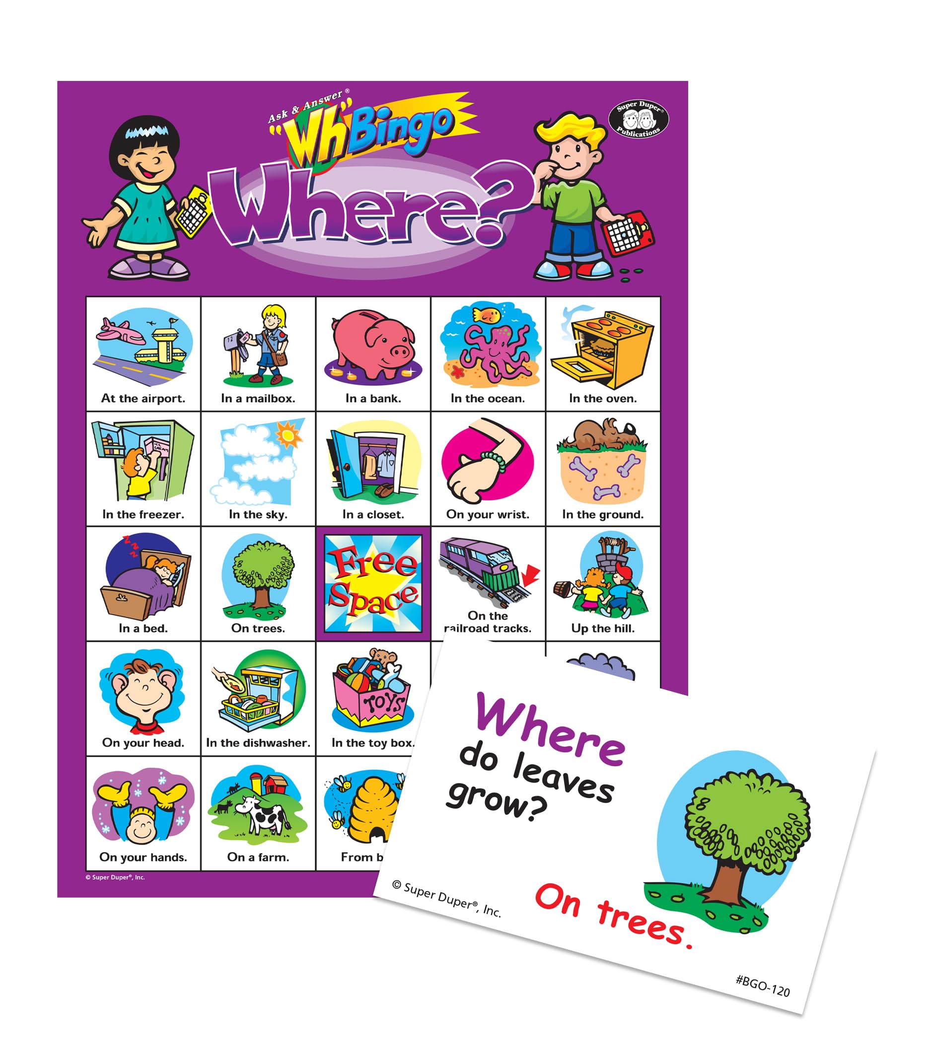 Super Duper Publications | Ask & Answer® Wh Bingo Board Game | Comprehension, Verbal, and Communication Skills | Who, What, Where, When, and Why Questions | Educational Resource for Children