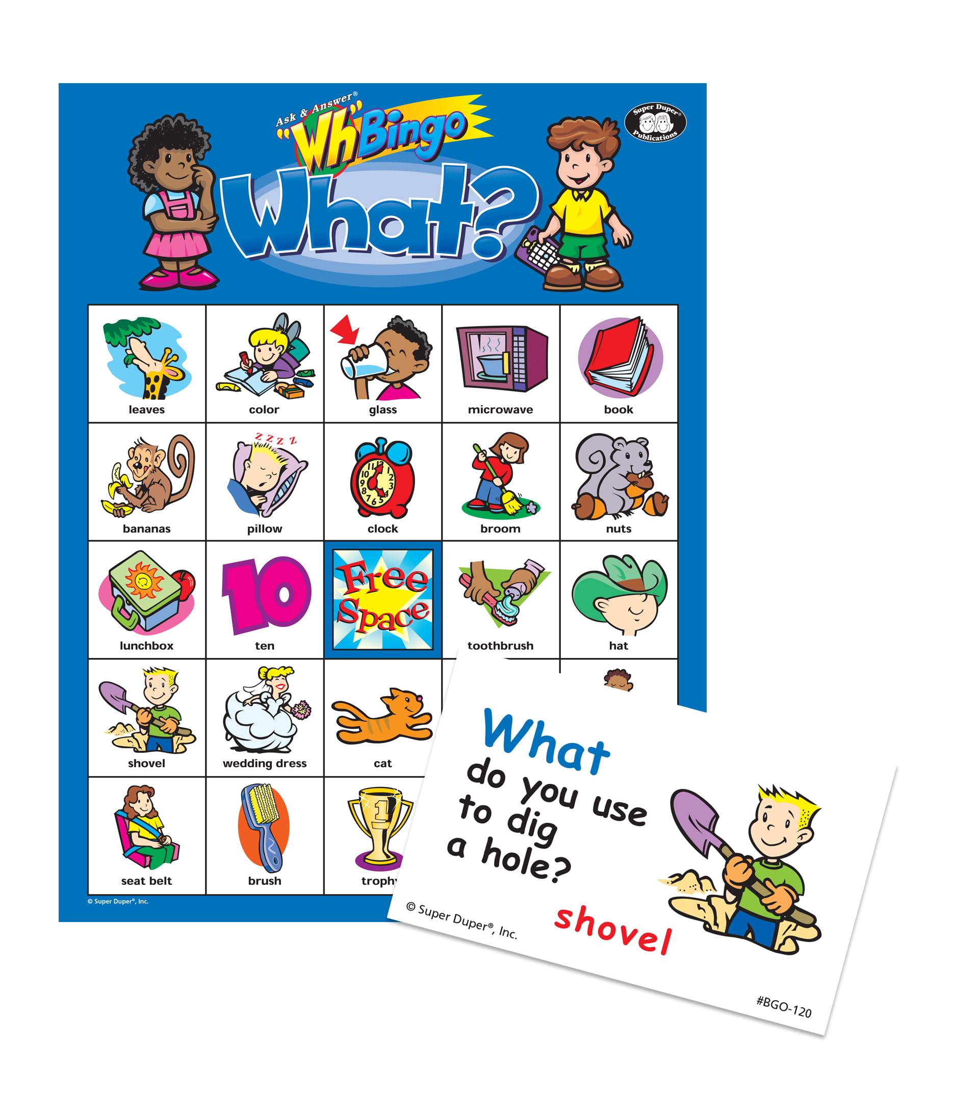 Super Duper Publications | Ask & Answer® Wh Bingo Board Game | Comprehension, Verbal, and Communication Skills | Who, What, Where, When, and Why Questions | Educational Resource for Children