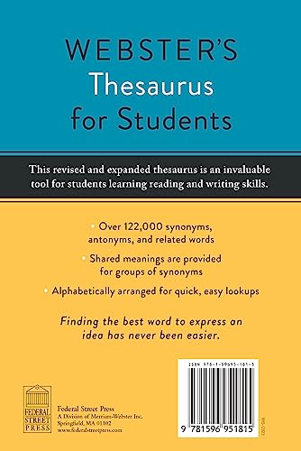 Webster's Thesaurus for Students, Fourth Edition, Newest Edition