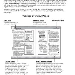 Evan-Moor Daily 6-Trait Writing, Grade 6 Homeschool and Classroom Resource Workbook, Reproducible Worksheets, Teaching Edition, Lesson Plans, Ideas, Organization, Word Choice, Sentence Fluency, Voice