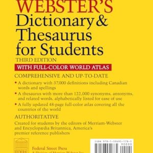 Webster's Dictionary & Thesaurus for Students with Full-Color World Atlas, Third Edition