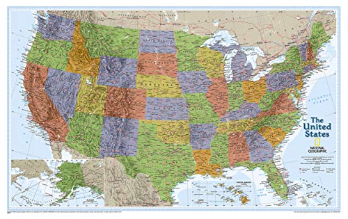 National Geographic United States Wall Map - Explorer - Laminated (32 x 20.25 in) (National Geographic Reference Map)