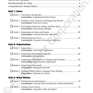 Evan-Moor Daily 6-Trait Writing, Grade 6 Homeschool and Classroom Resource Workbook, Reproducible Worksheets, Teaching Edition, Lesson Plans, Ideas, Organization, Word Choice, Sentence Fluency, Voice