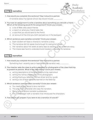 Evan-Moor Daily Academic Vocabulary, Grade 6, Teachers Edition