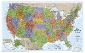 national geographic united states wall map - explorer - laminated (32 x 20.25 in) (national geographic reference map)