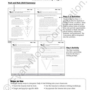 Evan-Moor Daily 6-Trait Writing, Grade 6 Homeschool and Classroom Resource Workbook, Reproducible Worksheets, Teaching Edition, Lesson Plans, Ideas, Organization, Word Choice, Sentence Fluency, Voice