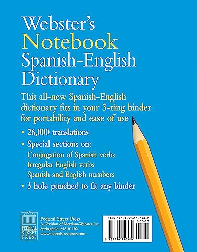 Webster's Notebook Spanish-English Dictionary - Designed for students - Fits in a 3-ring binder (Spanish and English Edition)