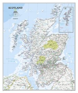 national geographic scotland wall map - classic - laminated (30 x 36 in) (national geographic reference map)