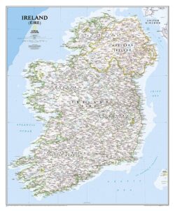 national geographic ireland wall map - classic - laminated (30 x 36 in) (national geographic reference map)