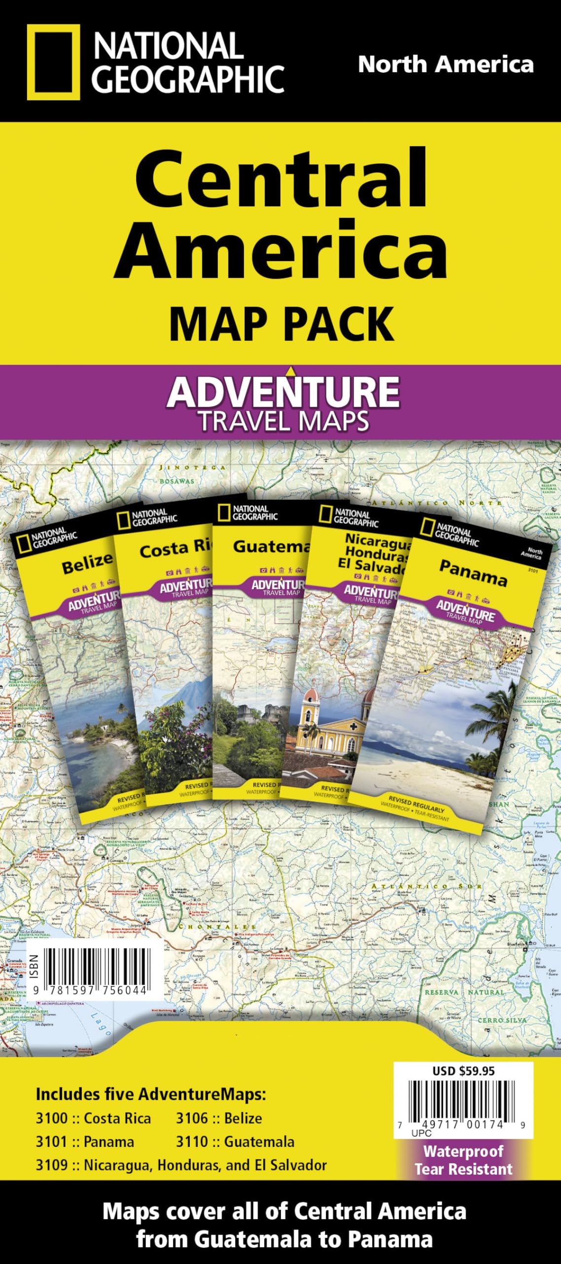 Central America [Map Pack Bundle] (National Geographic Adventure Map)