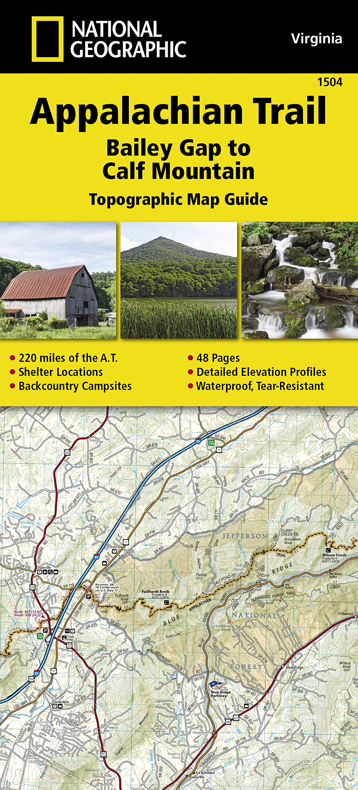 Appalachian Trail: Bailey Gap to Calf Mountain Map [Virginia] (National Geographic Topographic Map Guide, 1504)