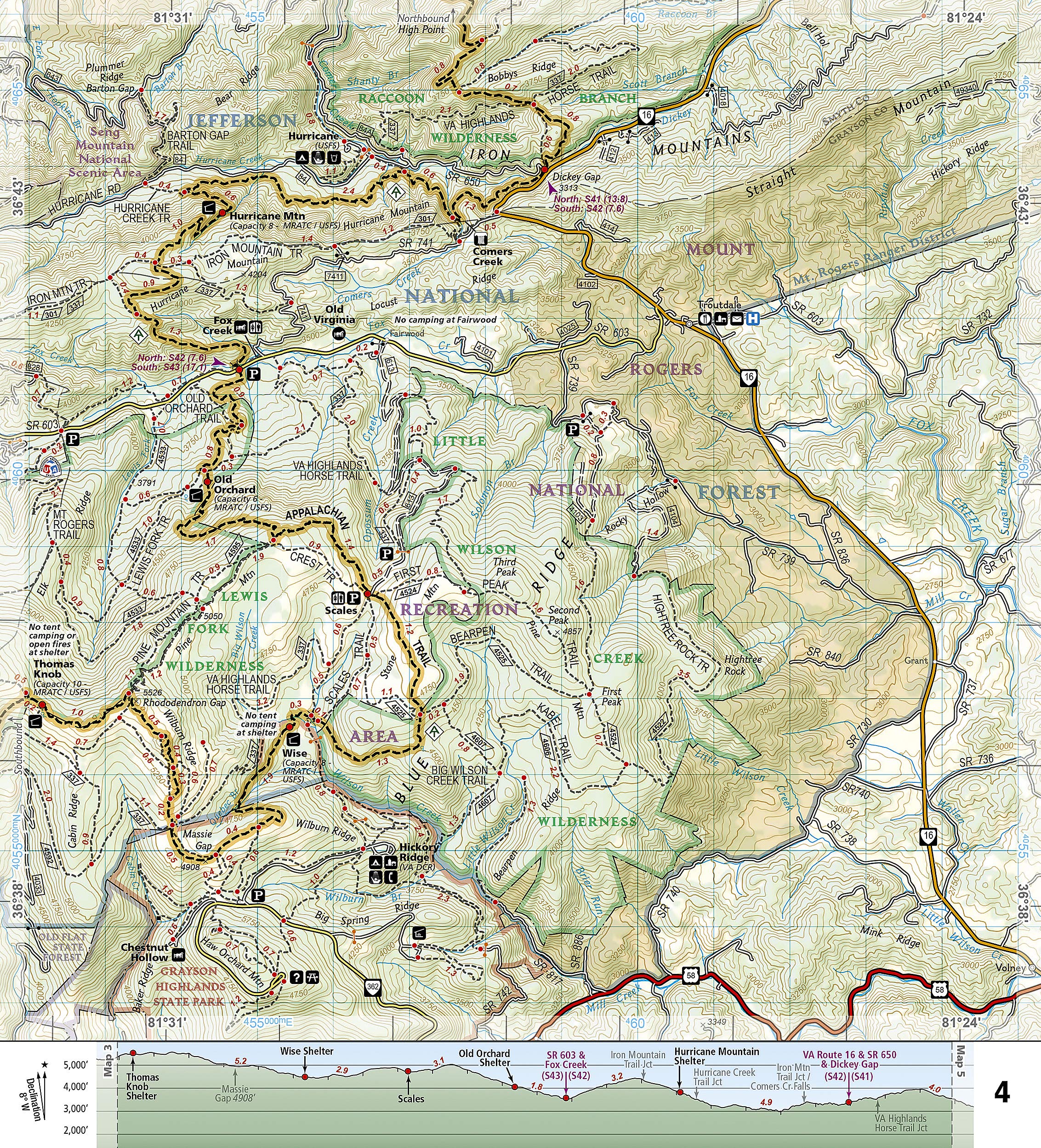 Appalachian Trail: Damascus to Bailey Gap Map [Virginia] (National Geographic Topographic Map Guide, 1503)