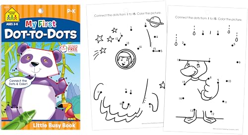 School Zone - My First Activities On-the-Go! 6-Pack Workbook Set - Ages 4+, Preschool to 2nd Grade, Dot-to-Dot, Hidden Pictures, Mazes, Coloring, and More (School Zone Little Busy Book™ Series)