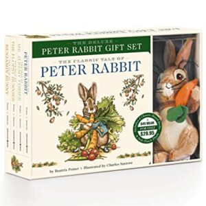 The Peter Rabbit Deluxe Plush Gift Set: The Classic Edition Board Book + Plush Stuffed Animal Toy Rabbit Gift Set (A Classic Tale of Adventure and Virtue with Plush Peter Rabbit Toy)