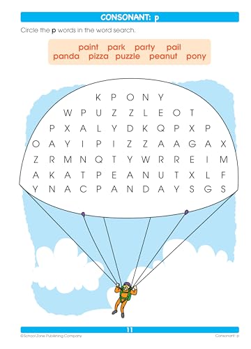 School Zone - Big Spelling Grades 1-3 Workbook - 320 Pages, Ages 6 to 9, 1st Grade, 2nd Grade, 3rd Grade, Letter Sounds, Consonants, Vowels, Puzzles, Games, and More (School Zone Big Workbook Series)