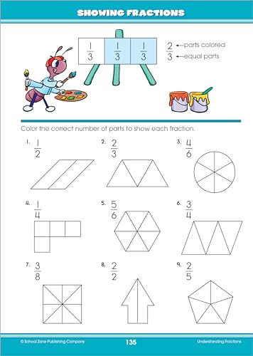 School Zone - Big Math 1-2 Workbook - 320 Pages, Ages 6 to 8, 1st Grade, 2nd Grade, Addition, Subtraction, Word Problems, Time, Money, Fractions, and More (School Zone Big Workbook Series)