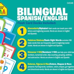 School Zone Bilingual Spanish/English Flash Card Set: Tarjetas de Índice Bilingües Español/Inglés, Alphabet, Sight Words,: Numbers 1-100, Colors & ... Immersion (Spanish) (Spanish Edition)