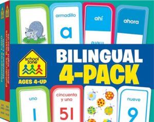 school zone bilingual spanish/english flash card set: tarjetas de Índice bilingües español/inglés, alphabet, sight words,: numbers 1-100, colors & ... immersion (spanish) (spanish edition)