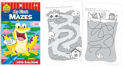 School Zone - My First Activities On-the-Go! 6-Pack Workbook Set - Ages 4+, Preschool to 2nd Grade, Dot-to-Dot, Hidden Pictures, Mazes, Coloring, and More (School Zone Little Busy Book™ Series)