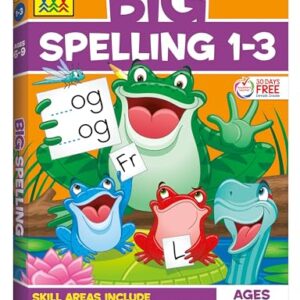 School Zone - Big Spelling Grades 1-3 Workbook - 320 Pages, Ages 6 to 9, 1st Grade, 2nd Grade, 3rd Grade, Letter Sounds, Consonants, Vowels, Puzzles, Games, and More (School Zone Big Workbook Series)