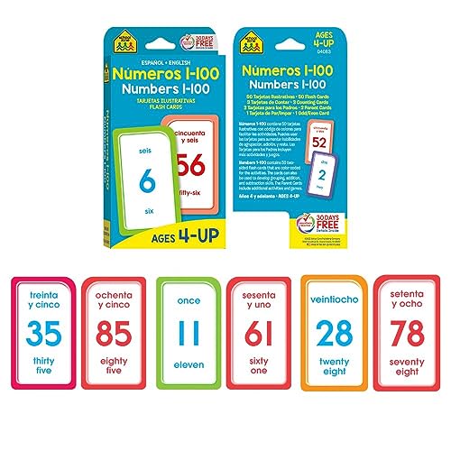 School Zone Bilingual Spanish/English Flash Card Set: Tarjetas de Índice Bilingües Español/Inglés, Alphabet, Sight Words,: Numbers 1-100, Colors & ... Immersion (Spanish) (Spanish Edition)