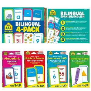 School Zone Bilingual Spanish/English Flash Card Set: Tarjetas de Índice Bilingües Español/Inglés, Alphabet, Sight Words,: Numbers 1-100, Colors & ... Immersion (Spanish) (Spanish Edition)