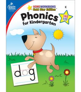 phonics workbook for kindergarten, sight words, tracing letters, consonant and vowel sounds, writing practice with incentive chart and reward ... curriculum (home workbooks) (volume 12)