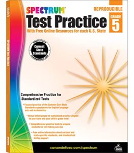 spectrum 5th grade test practice workbooks all subjects, ages 10 to 11, 5th grade test practice, language arts, reading comprehension, vocabulary, writing and math reproducible book - 160 pages