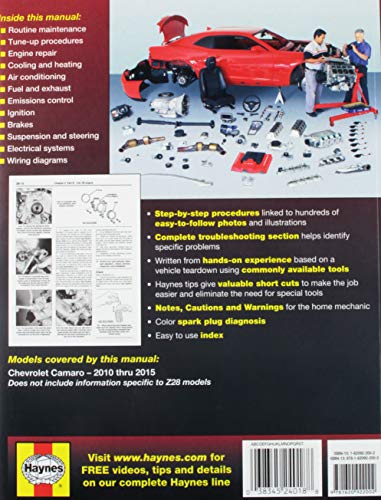 Chevrolet Camaro (10-15) Haynes Repair Manual (Does not include information specific to Z28 models. Includes thorough vehicle coverage apart from the specific exclusion noted) (Haynes Automotive)