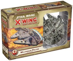 star wars x-wing 1st edition miniatures game millenium falcon expansion | strategy game for adults and teens | ages 14+ | 2 players | average playtime 45 minutes | made by atomic mass games