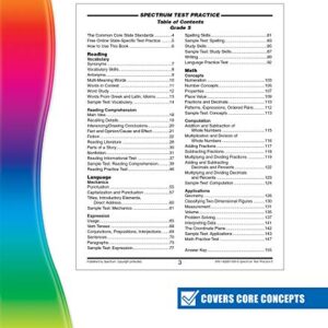 Spectrum 5th Grade Test Practice Workbooks All Subjects, Ages 10 to 11, 5th Grade Test Practice, Language Arts, Reading Comprehension, Vocabulary, Writing and Math Reproducible Book - 160 Pages