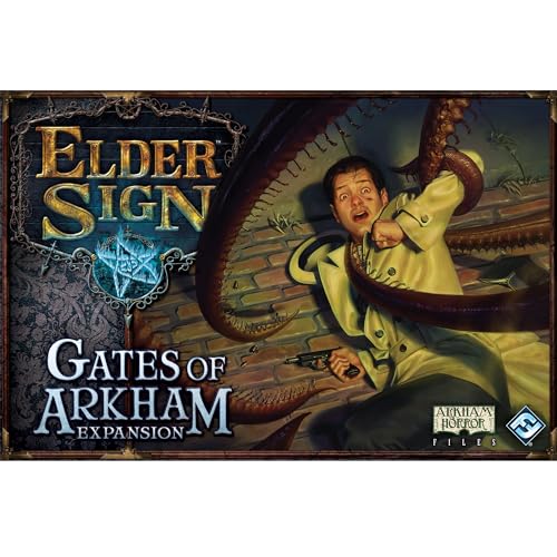 Elder Sign The Gates of Arkham Board Game EXPANSION - Adventures in the Haunted City! Cooperative Horror Mystery Game, Ages 14+, 1-8 Players, 1-2 Hour Playtime, Made by Fantasy Flight Games