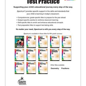 Spectrum 5th Grade Test Practice Workbooks All Subjects, Ages 10 to 11, 5th Grade Test Practice, Language Arts, Reading Comprehension, Vocabulary, Writing and Math Reproducible Book - 160 Pages