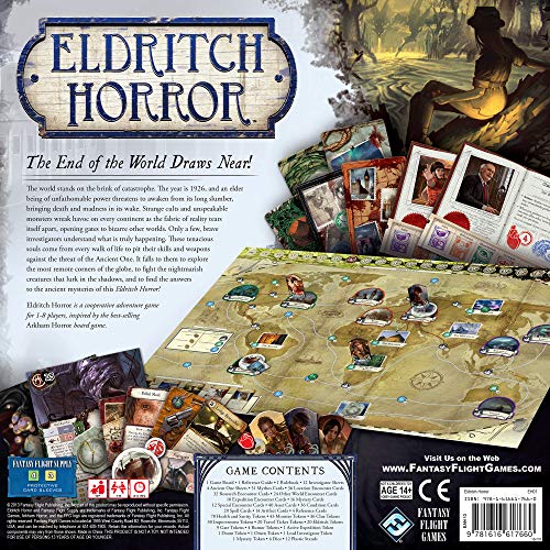 Eldritch Horror Board Game (Base Game) | Mystery, Strategy, Cooperative Board Game for Adults and Family | Ages 14+ | 1-8 Players | Avg. Playtime 2-4 Hours | Made by Fantasy Flight Games