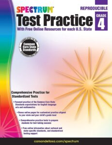 carson dellosa spectrum 4th grade test practice workbook all subjects, ages 9 to 10, grade 4 test practice math, language arts, reading comprehension, ... writing, and math - 160 pages (volume 64)