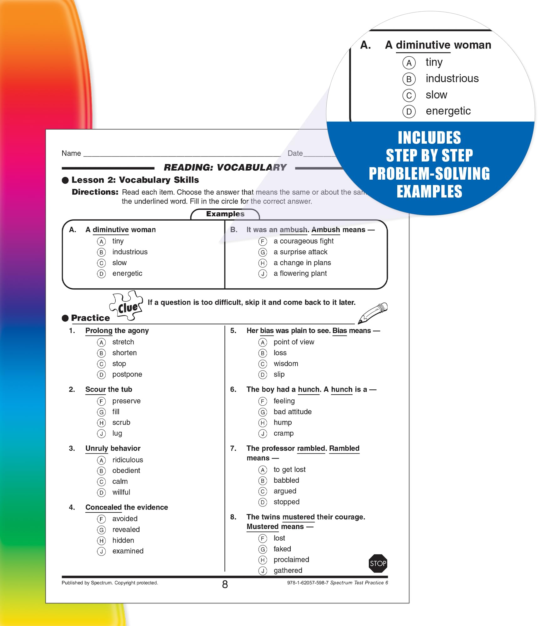 Spectrum Grade 6 Test Practice Workbooks, Ages 10 to 11, Math, Language Arts, and Reading Comprehension 6th Grade Test Practice, Reproducible Book, Vocabulary, Writing, and Math Practice - 160 Pages