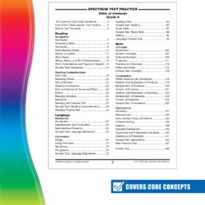 Spectrum Grade 6 Test Practice Workbooks, Ages 10 to 11, Math, Language Arts, and Reading Comprehension 6th Grade Test Practice, Reproducible Book, Vocabulary, Writing, and Math Practice - 160 Pages