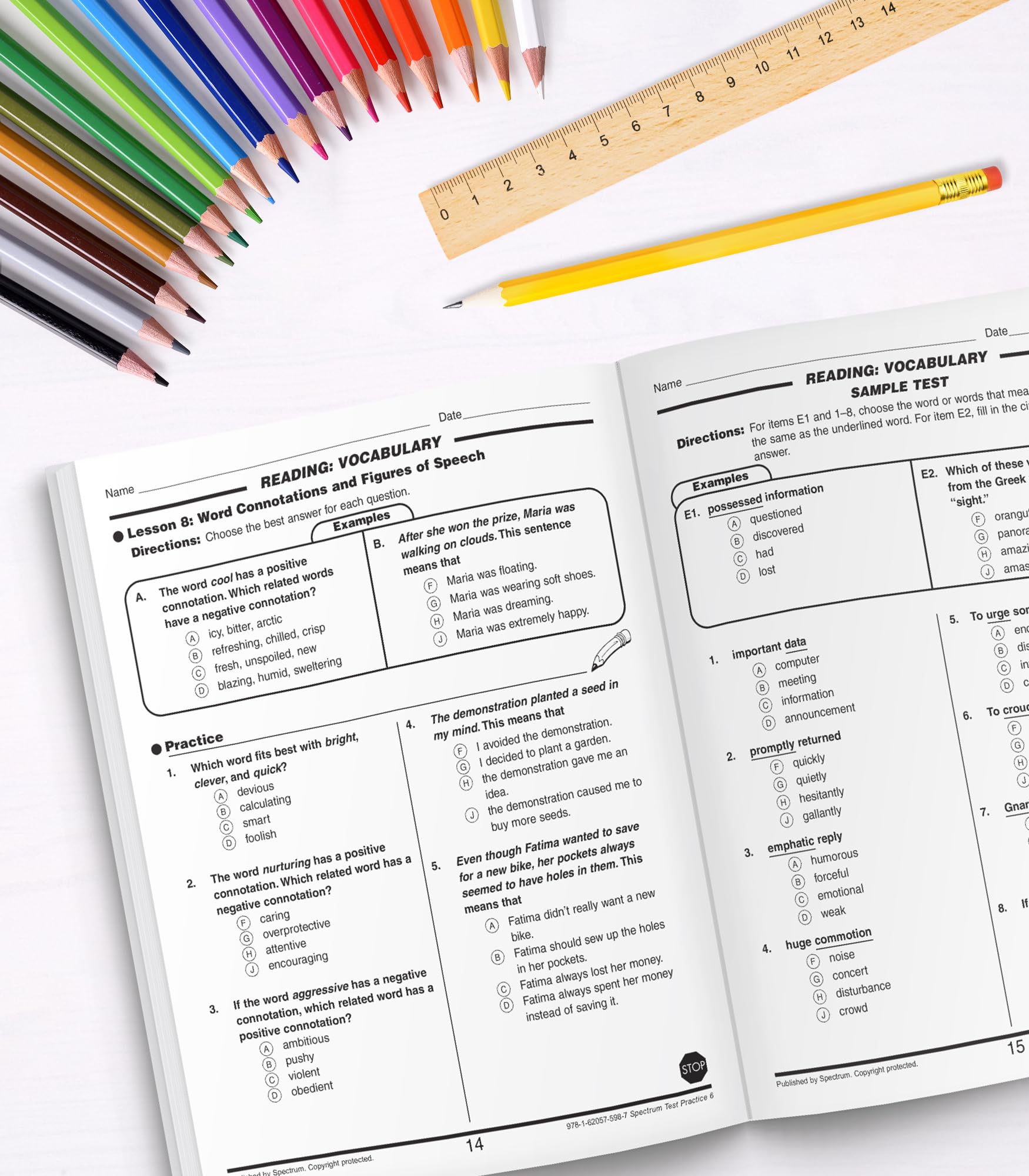 Spectrum Grade 6 Test Practice Workbooks, Ages 10 to 11, Math, Language Arts, and Reading Comprehension 6th Grade Test Practice, Reproducible Book, Vocabulary, Writing, and Math Practice - 160 Pages