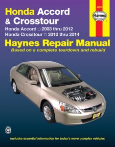 honda accord (03-12) & crosstour (10-14) haynes repair manual (usa) (paperback)